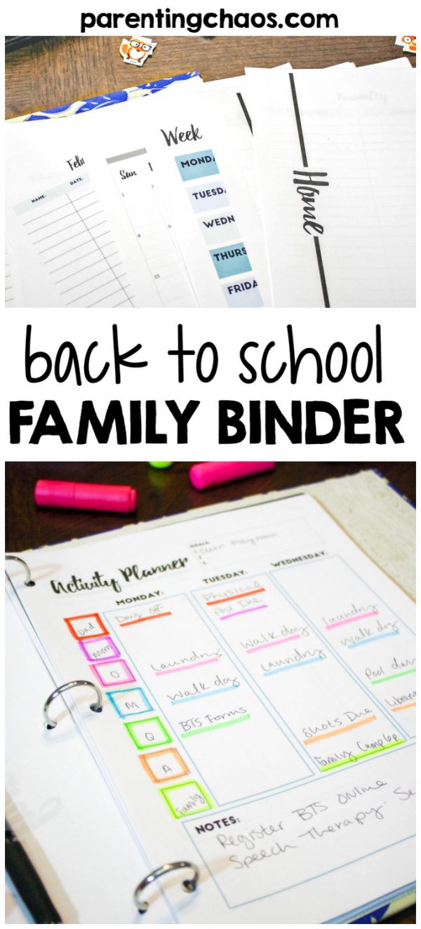 Back to School Family Binder Starter Kit ⋆ Parenting Chaos