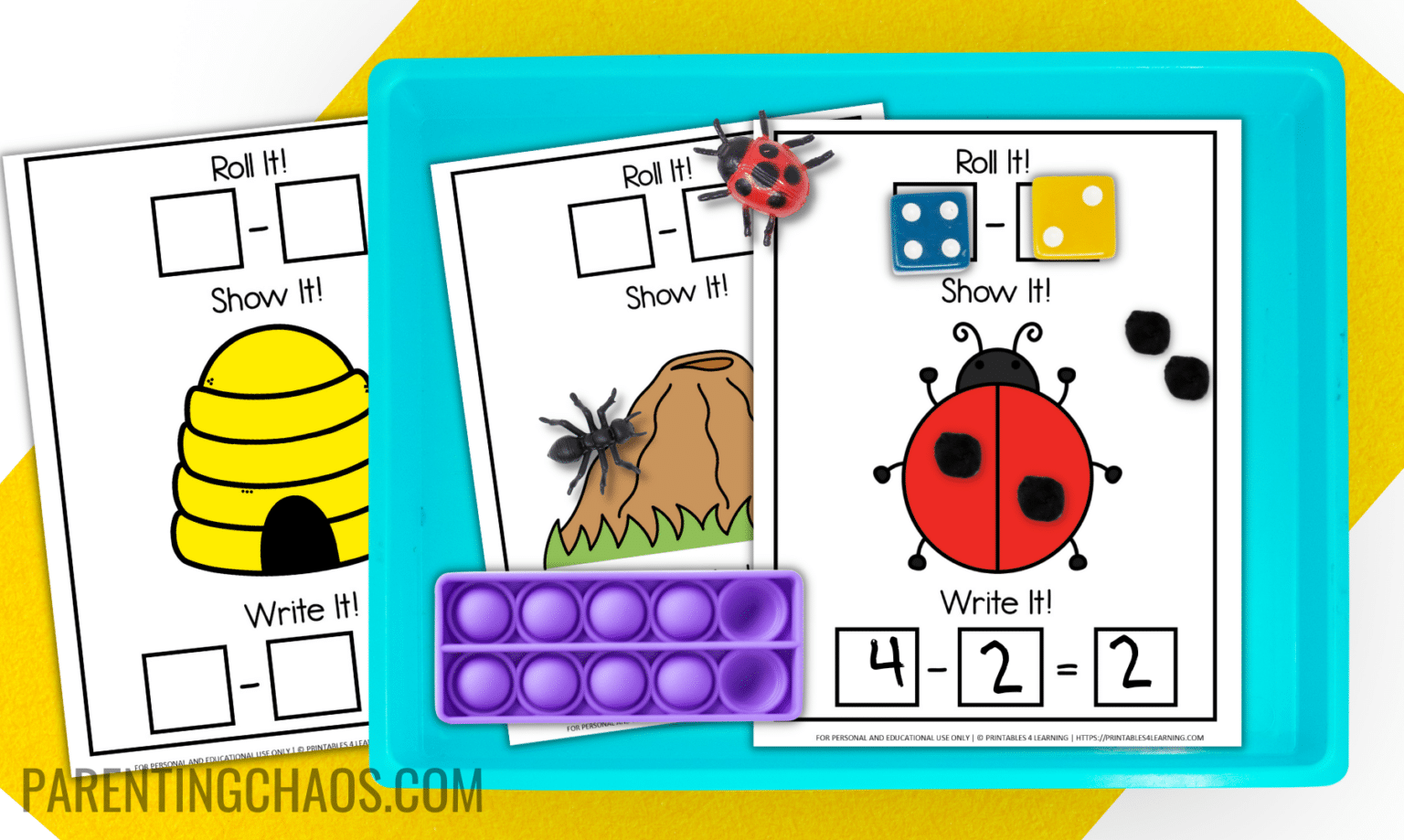 Printable Insect Addition and Subtraction Math Mats