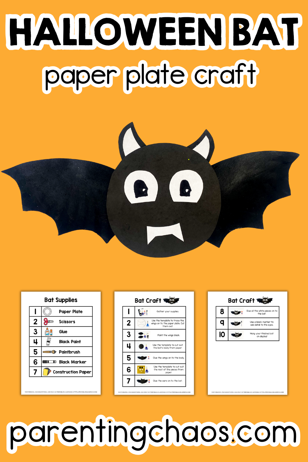 Halloween Bat Paper Plate Craft ⋆ Parenting Chaos