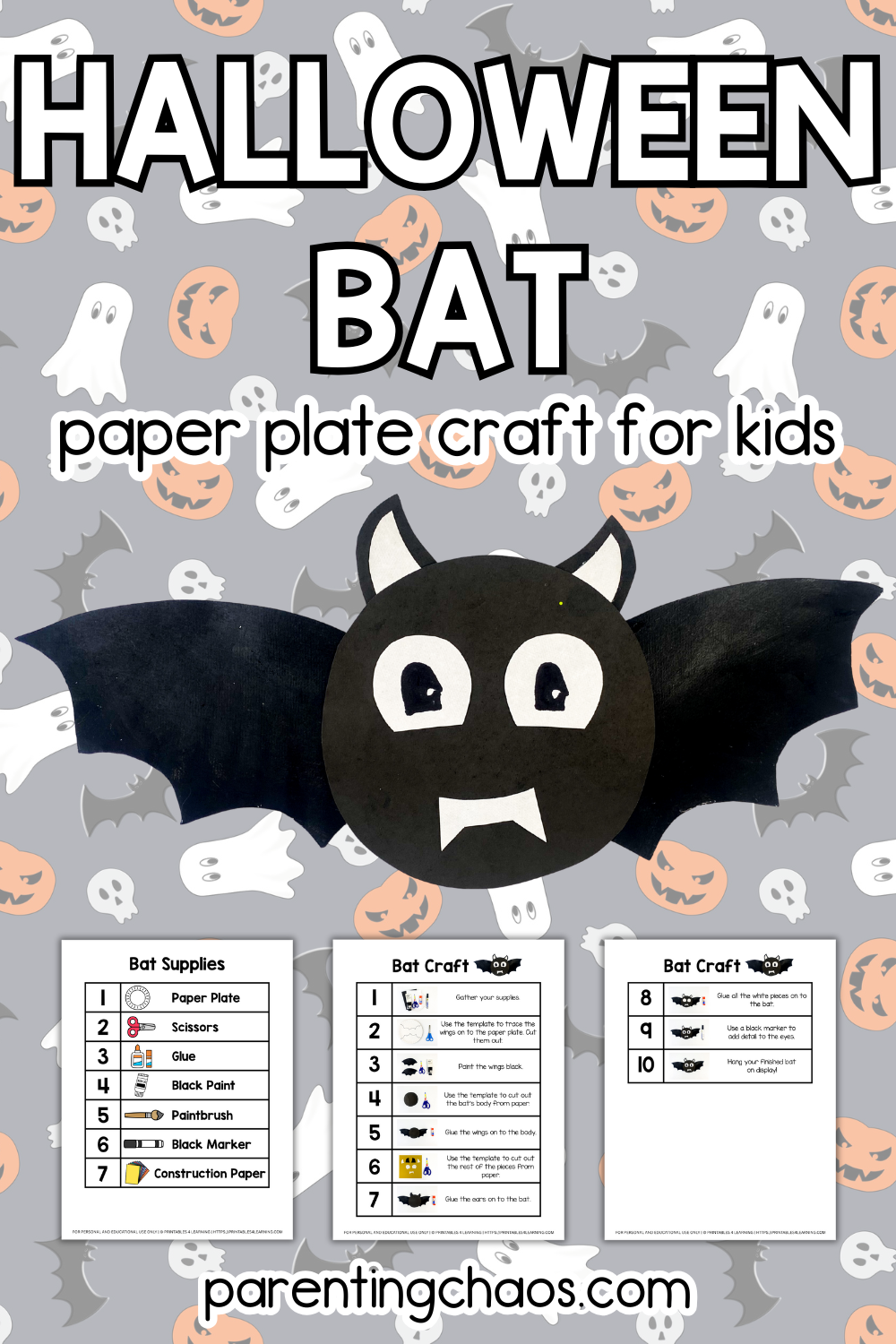 Halloween Bat Paper Plate Craft ⋆ Parenting Chaos