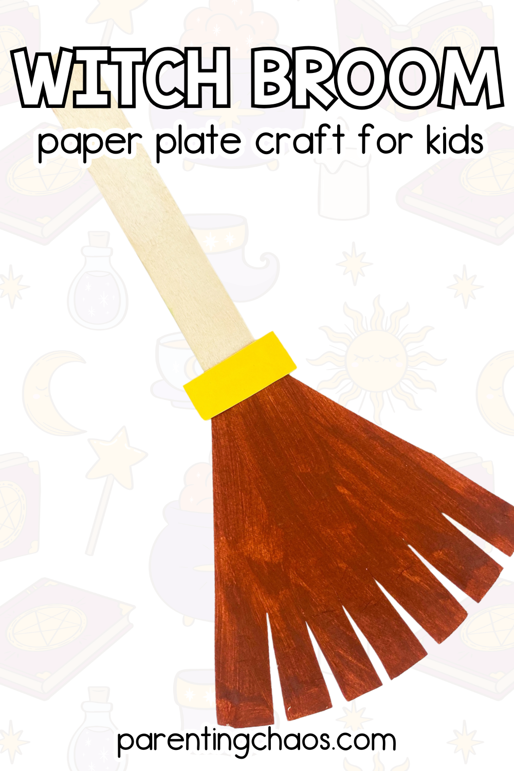 Witch Broom Paper Plate Craft ⋆ Parenting Chaos