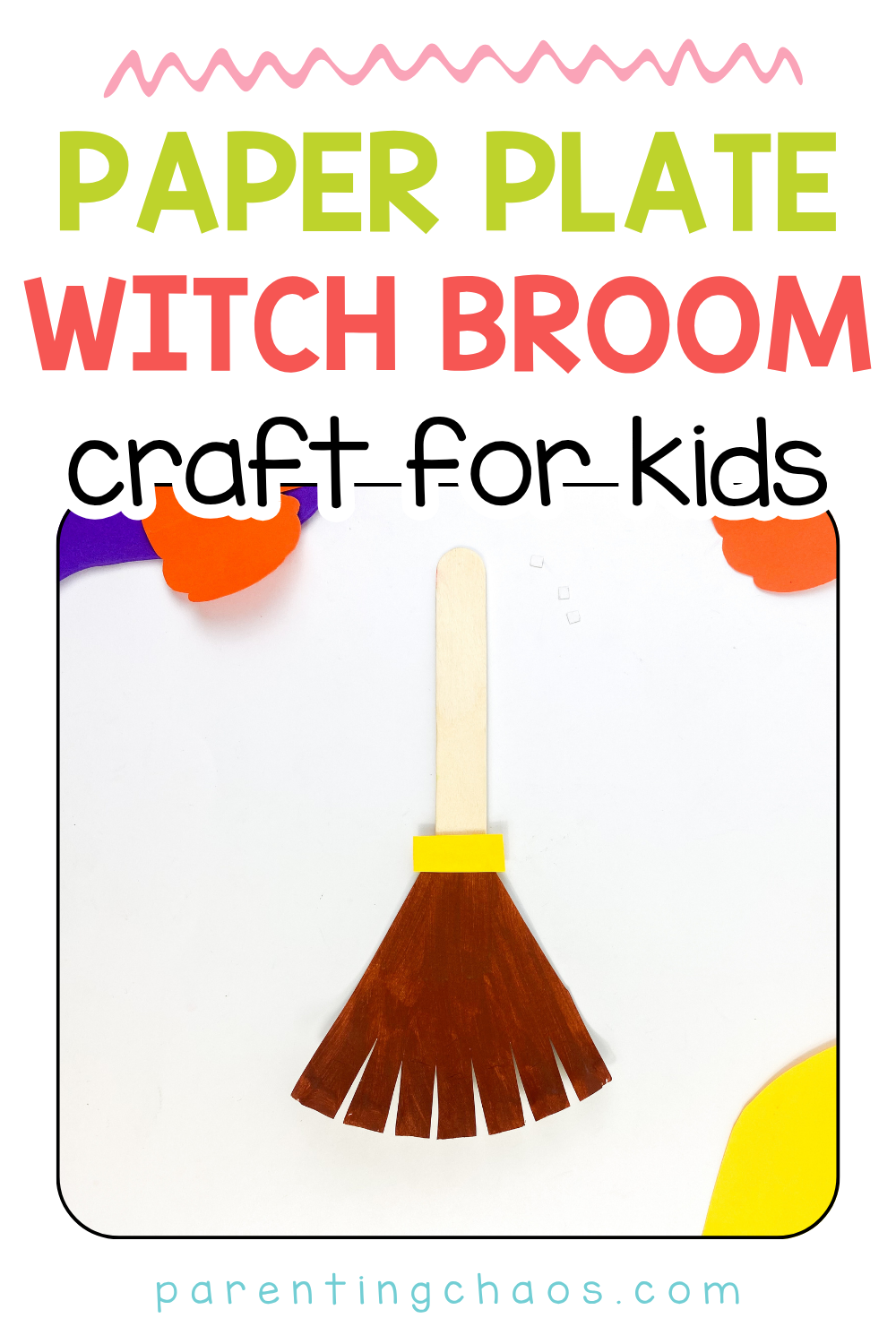 Witch Broom Paper Plate Craft ⋆ Parenting Chaos
