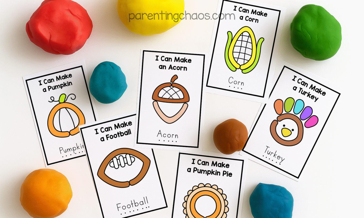 Thanksgiving Playdough Task Cards ⋆ Parenting Chaos